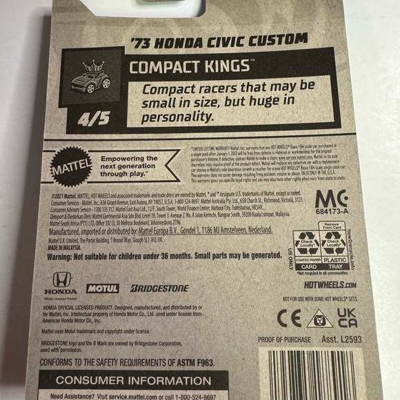 Mattel | Other | Hot Wheels 973 Honda Civic Custom Compact Kings 45 ...